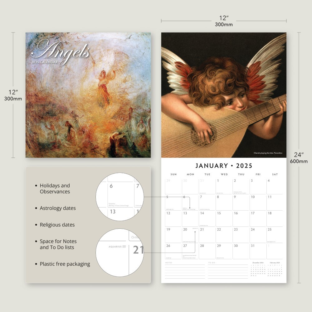 Angels - 2025 Square Wall Calendar 16 month by Red Robin - FIL