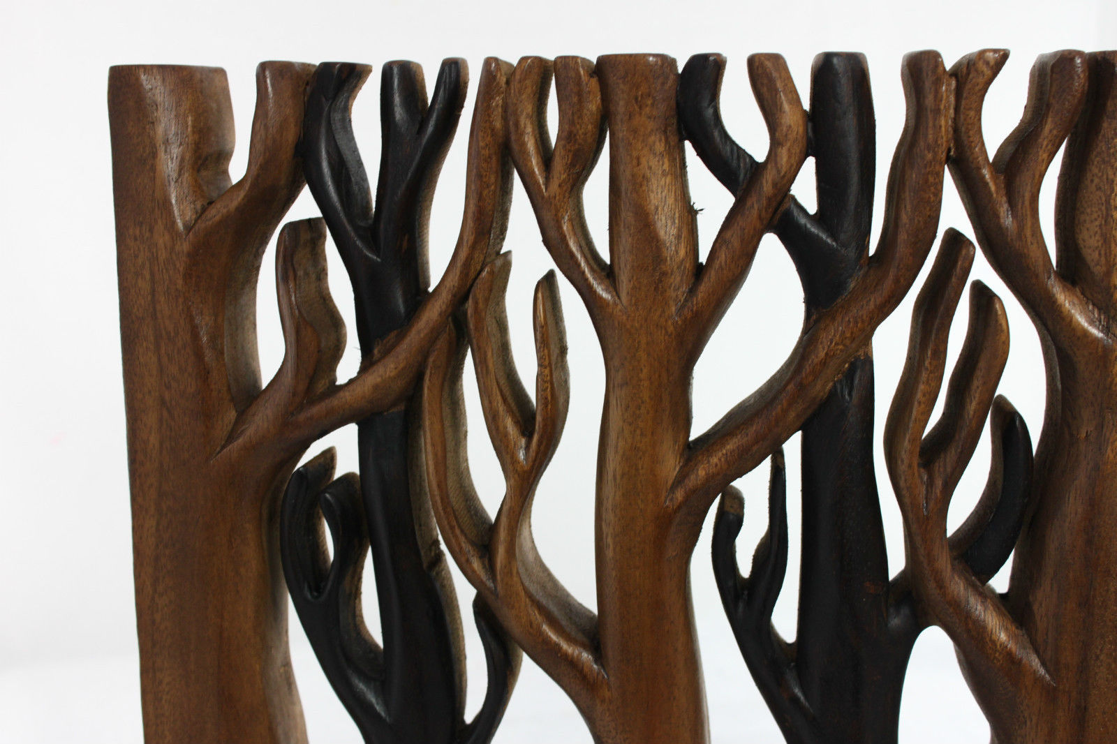 Hand Carved Large Acacia Wood Wooden Sculpture Home Love Flower Tree of ...