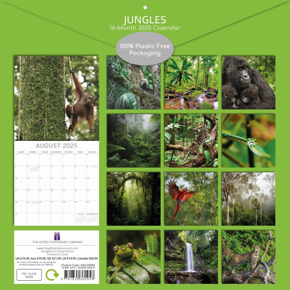 Jungles - 2025 Square Wall Calendar 16 month by Gifted Stationery