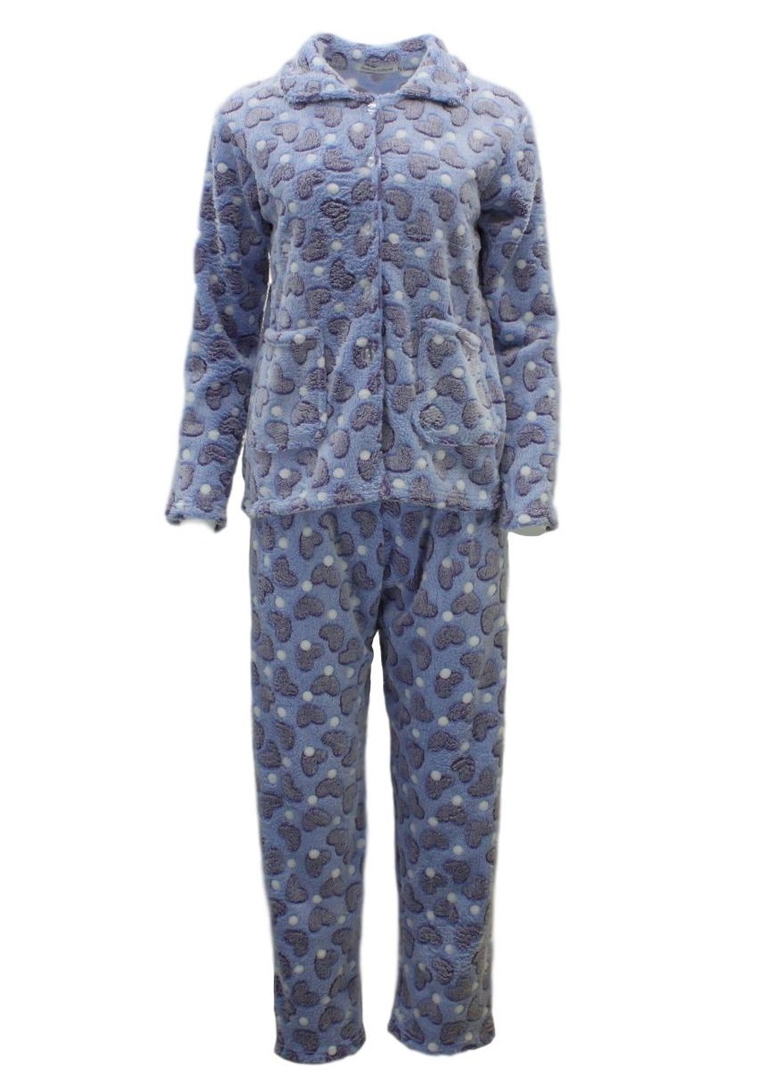 Women's Supersoft Pyjama Plush Loungewear Fleece Sleepwear Pajamas Set ...