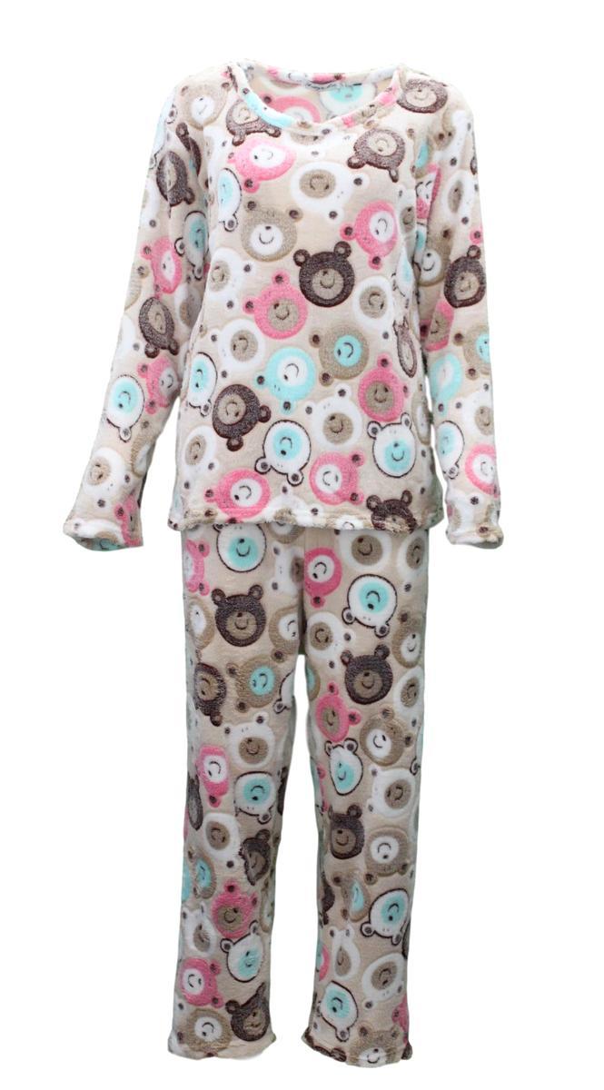 Women's Supersoft Plush Fleece Pyjama Pajamas Set Top Pants Winter ...