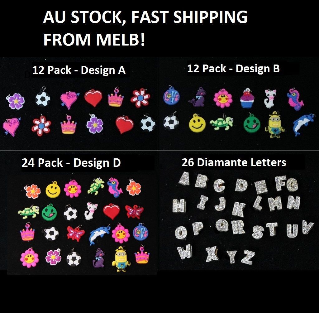 Loom Band Bracelet Charms w Rings Letters Alphabet Beads Craft + S ...