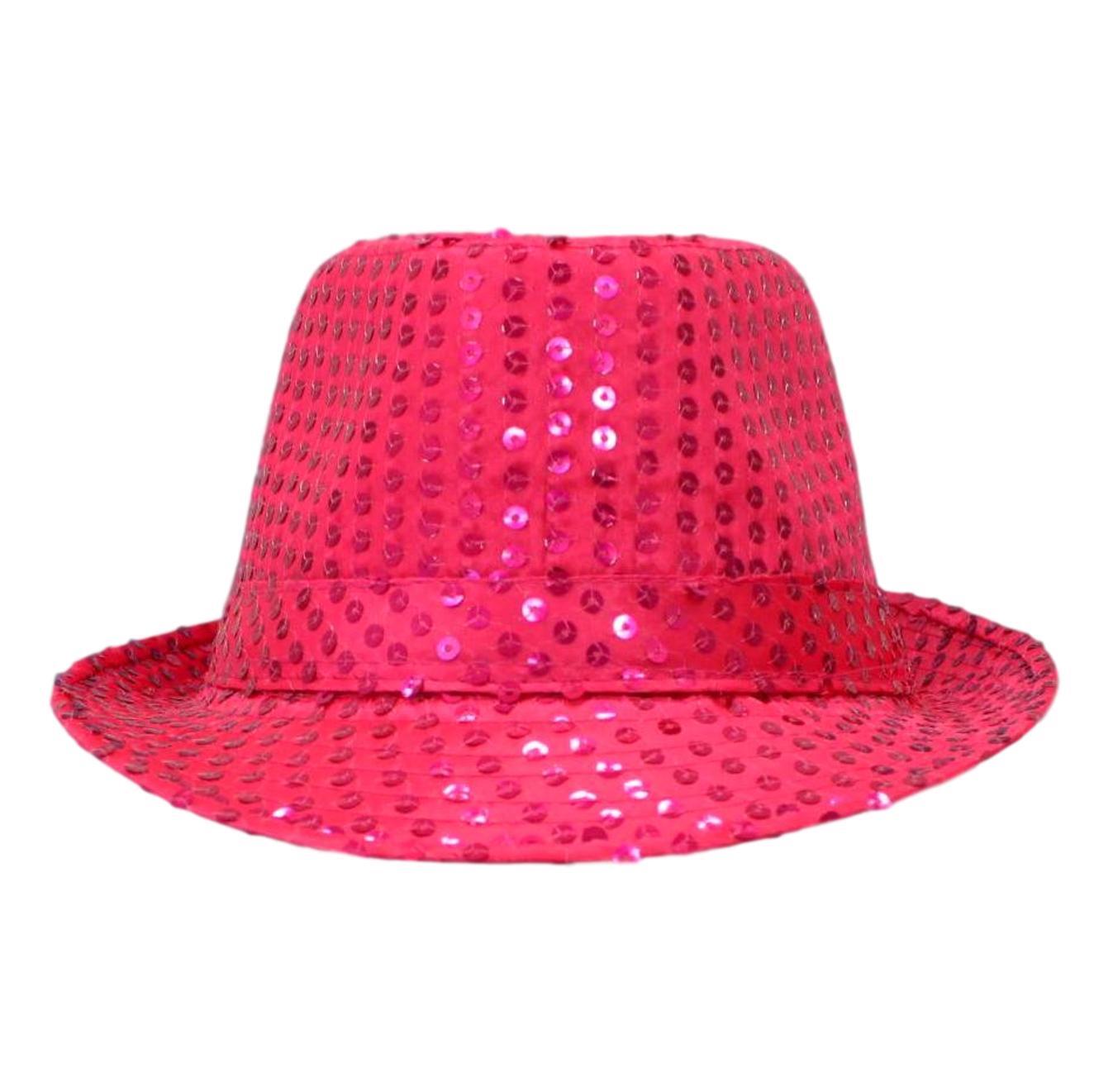 Trilby Sequin Fedora Hats Caps MJ Dress Up Dance Sequinned Plain Party ...
