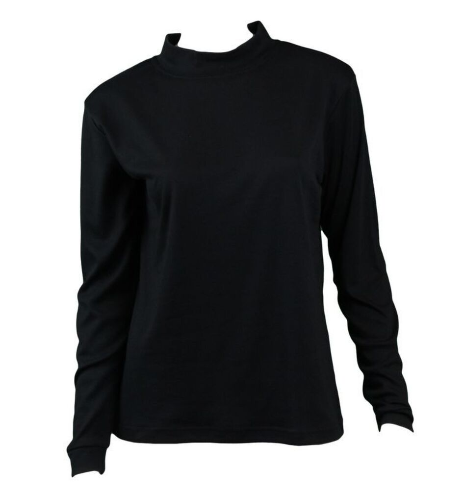 NEW Women's Cotton Skivvy Long Sleeve Top High Neck Basic Plain Core ...