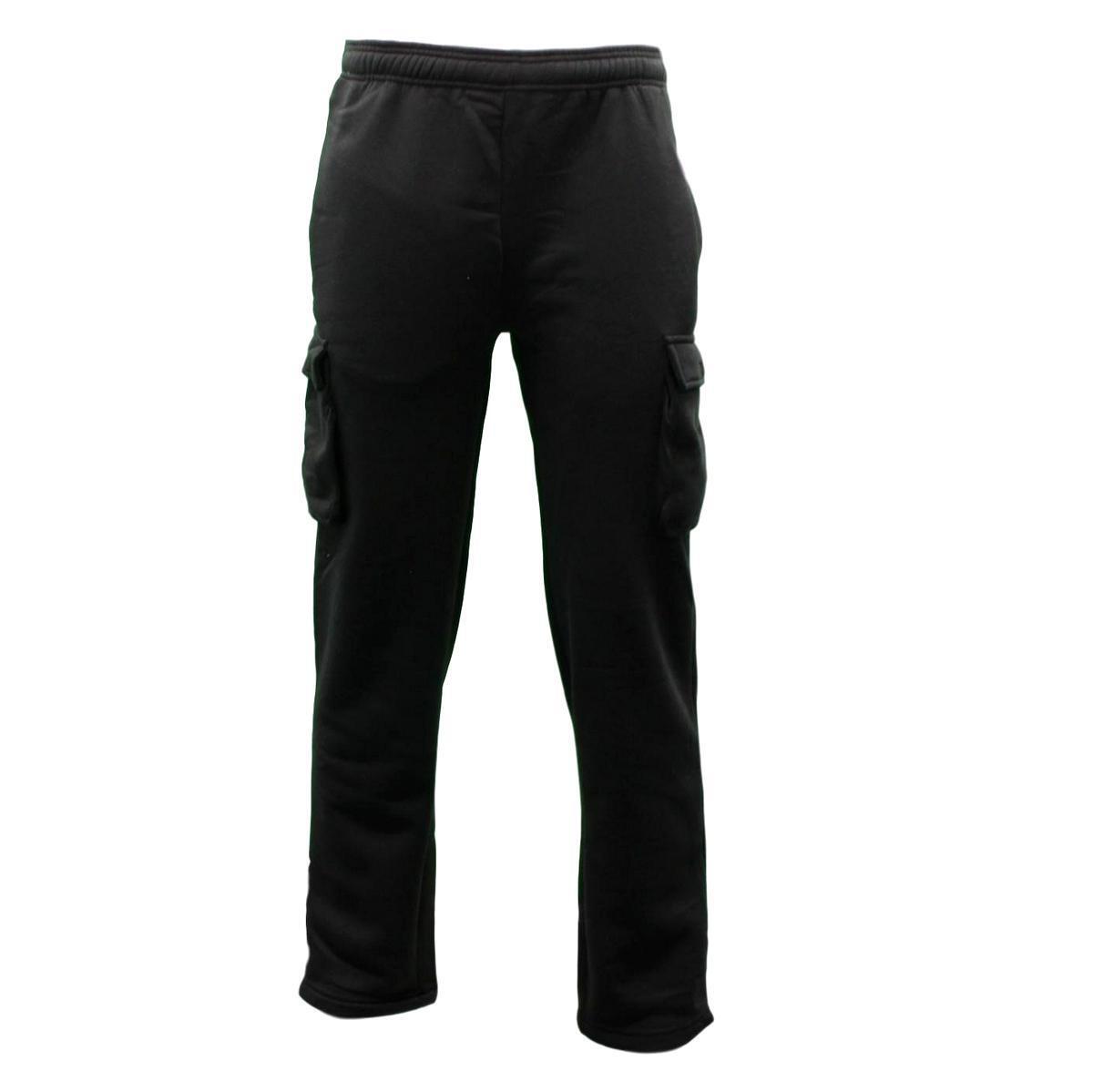 Men's Cargo Fleece Track Pants Low Pill Casual Jogging Sports Trackies ...