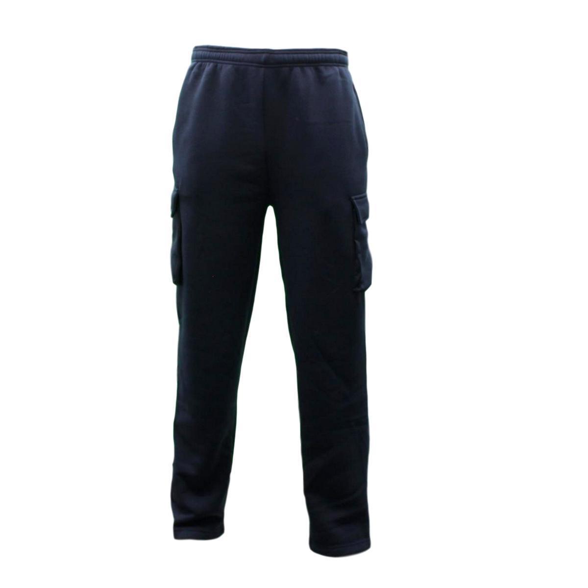 Men's Cargo Fleece Track Pants Low Pill Casual Jogging Sports Trackies ...