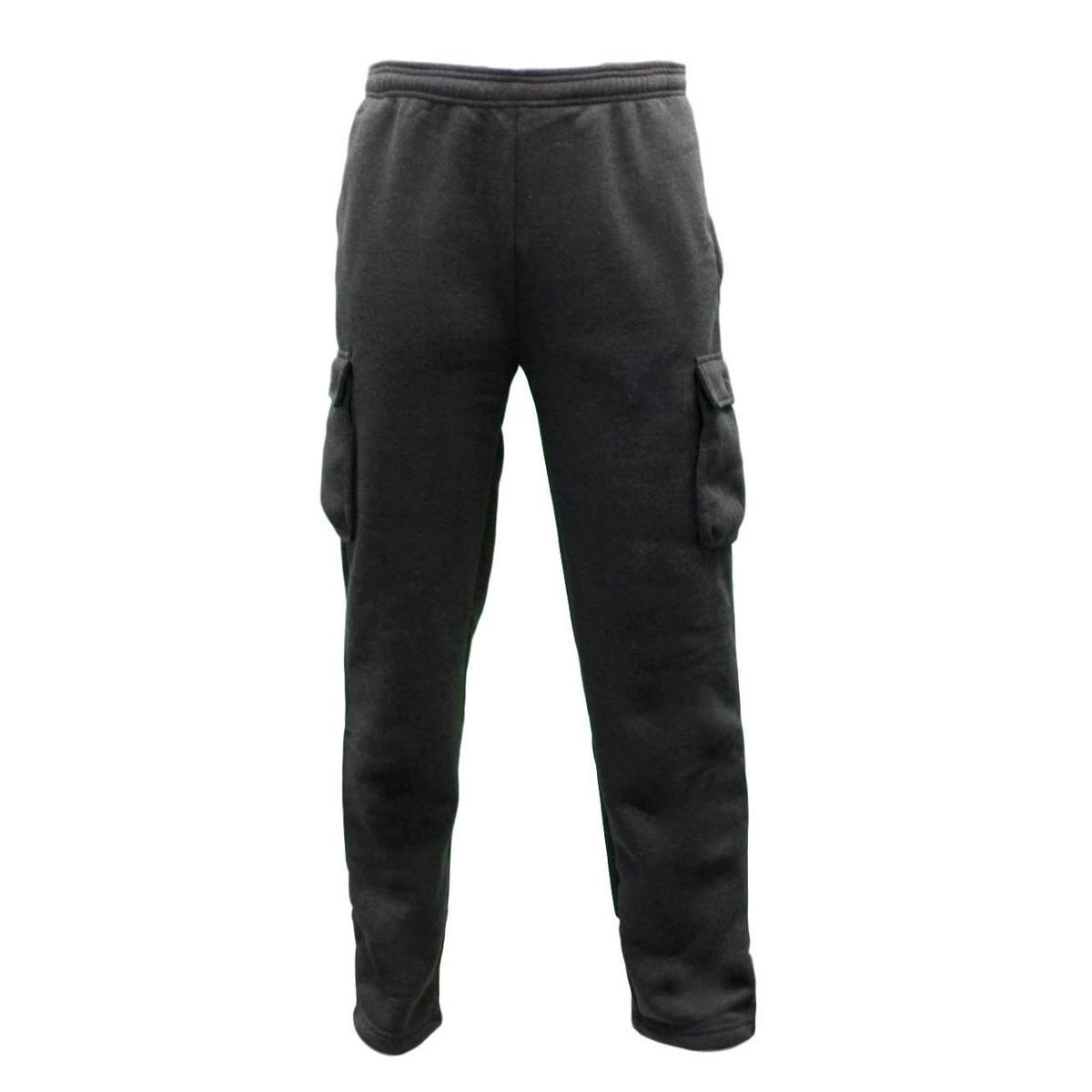 Men's Cargo Fleece Track Pants Low Pill Casual Jogging Sports Trackies ...